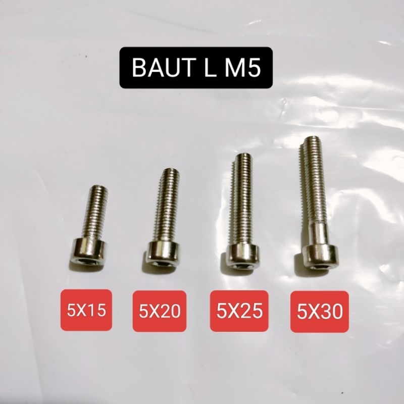 Jual Baut L Ukuran M5 (Drat Baut 8) Nikel | Shopee Indonesia