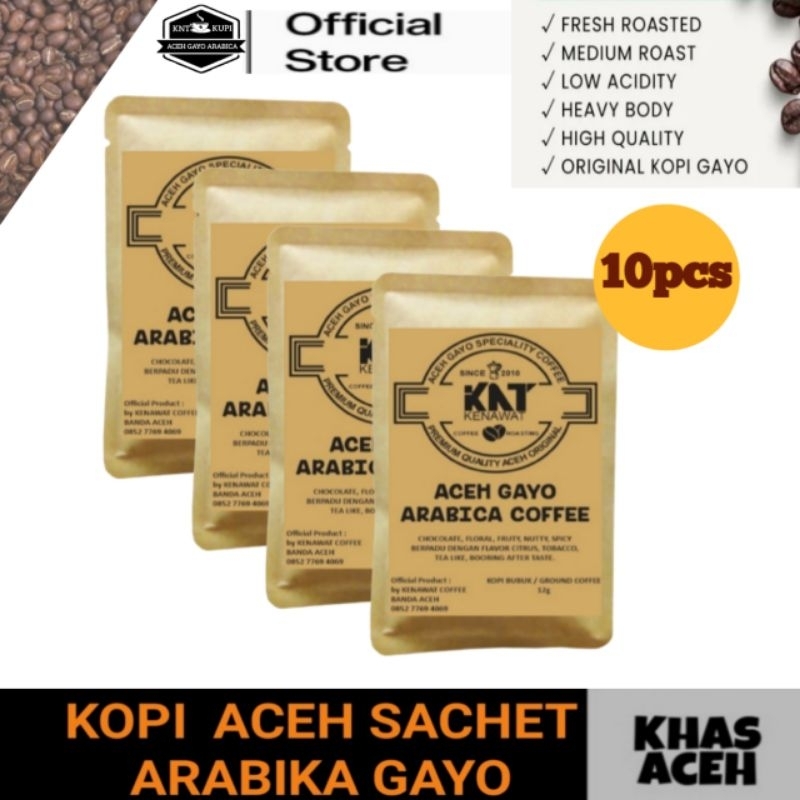 Jual KOPI ACEH SACHET ARABIKA GAYO ASLI ORIGINAL 1 renteng /10pcs BUBUK ...