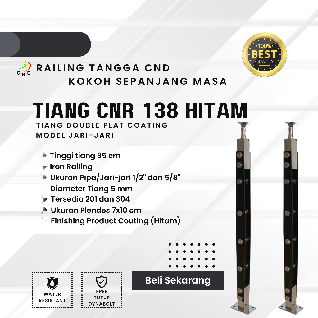 Jual Tiang railing double plat CnR 138 finishing powder coating hitam ...