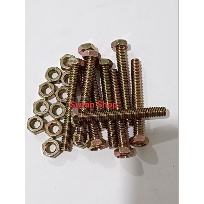 Jual Baut Mur Kuning BMK - Ukuran Baut 10/6mm x 4cm ( Paket 50pcs) | Shopee Indonesia
