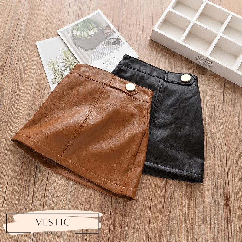 Jual Rok Kulit Leather Mini Anak Perempuan Model Kancing Satu Umur 2 -9 ...