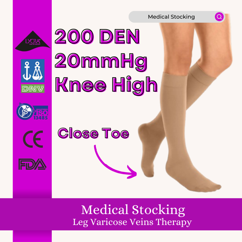 Jual Medical Stocking Varises Compression Knee High Close Toe 200DEN ...