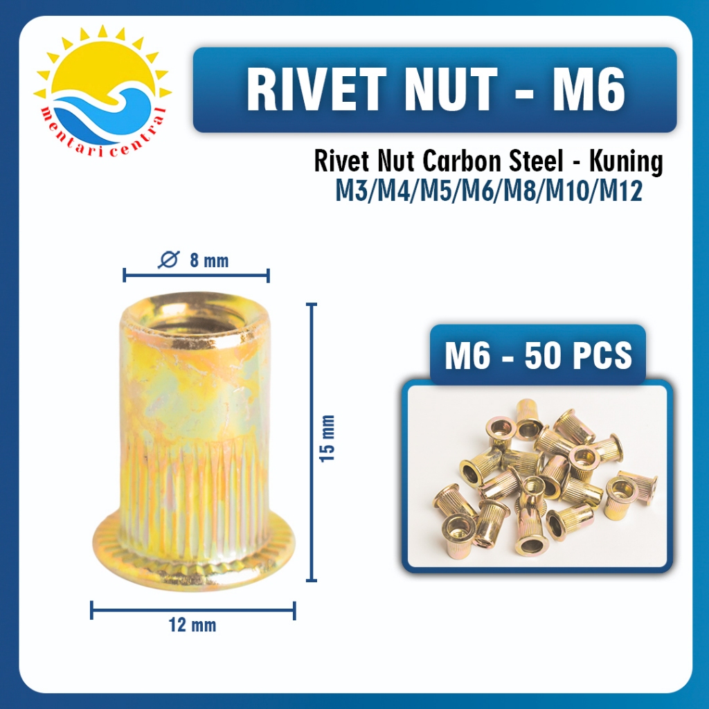 Jual rivet nut / rivnut / mur tanam furniture knockdown 50 pcs | Shopee ...