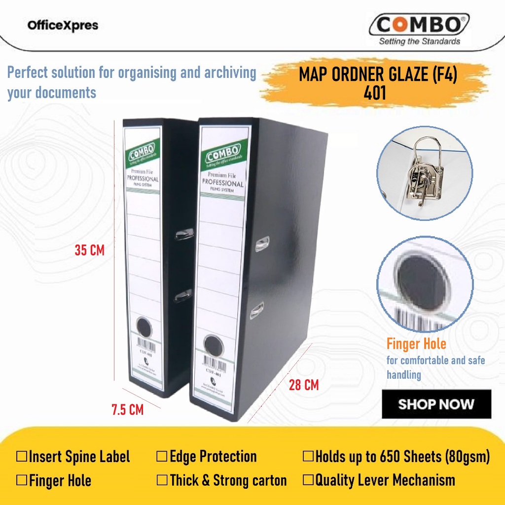 Jual Ordner F4 Folio Glaze / Ordner Sejenis Bantex / Odner Karton 401 Combo | Shopee Indonesia