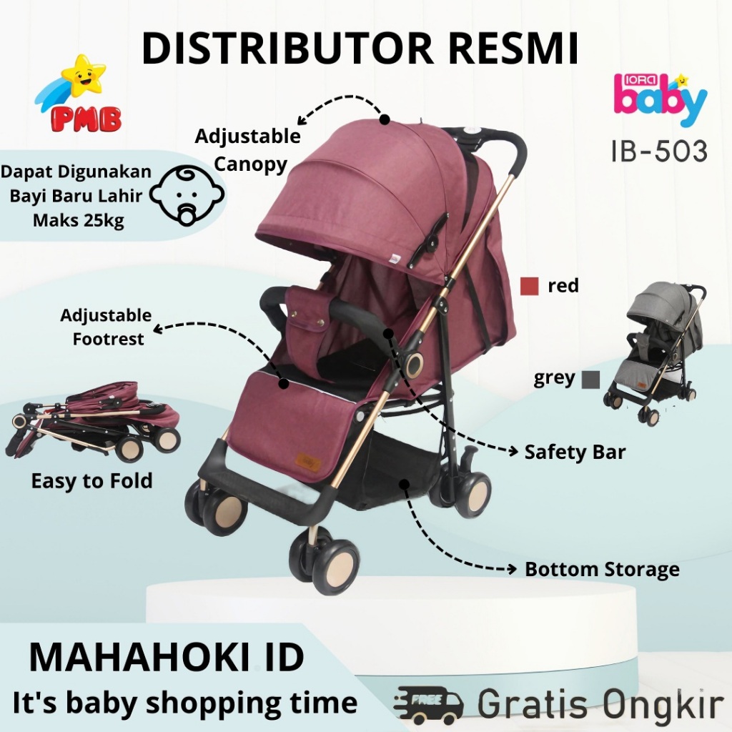 Jual STROLLER ANAK PMB IB503 KERETA DORONG ANAK BAYI RINGAN BISA ...
