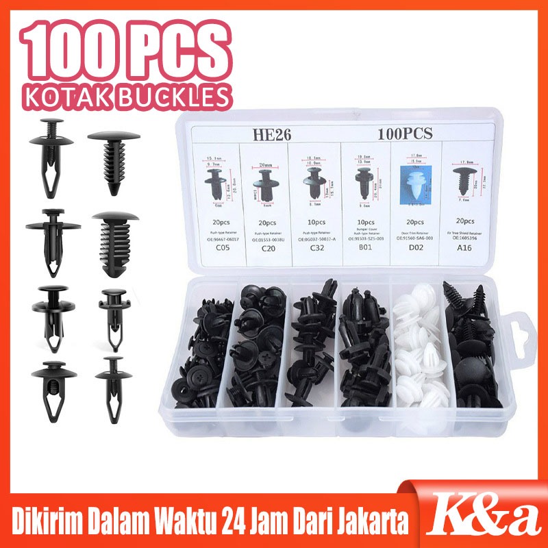 Jual 100PCS Klip Bumper Mobil/Universal Baut Rivet Clip Plastik Kancing ...