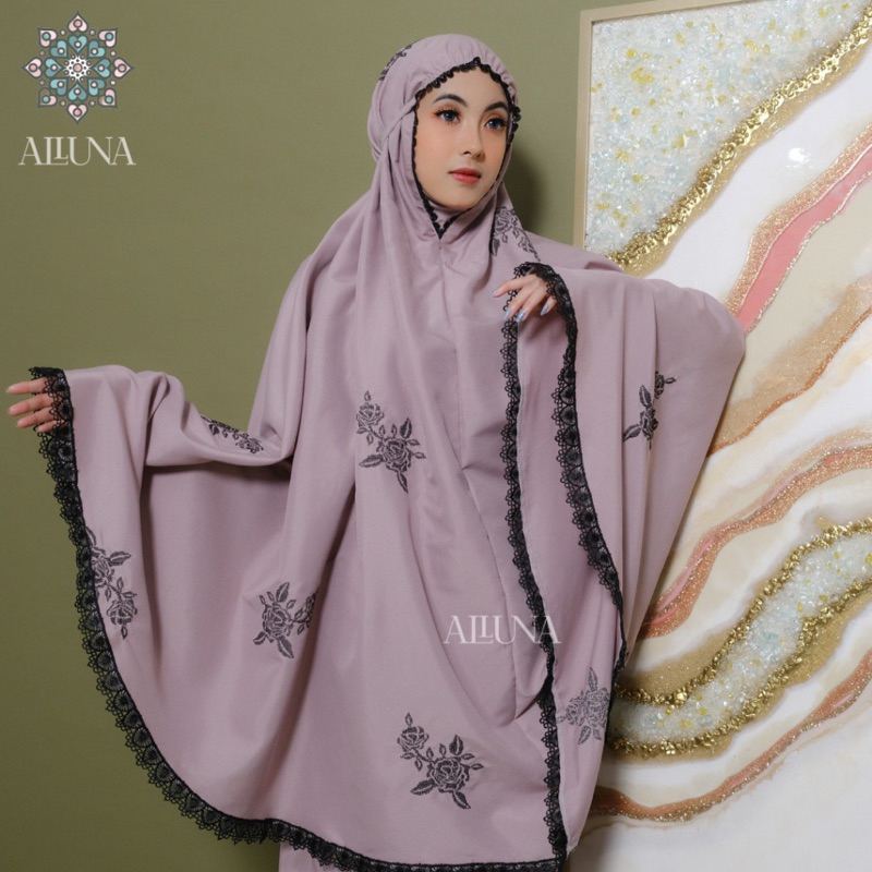 Jual ALLUNA - Mukena Dewasa Traveling Katun Renda Bordir strimin Rose ...