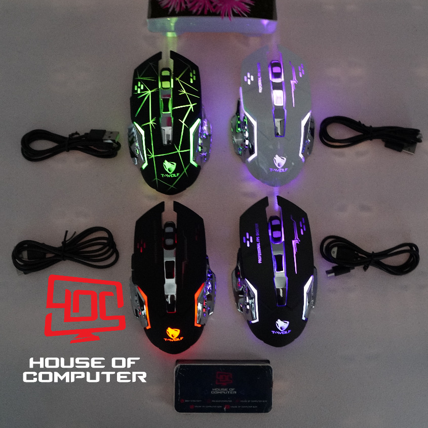 Jual MOUSE GAMING WIRELESS T-WOLF Q13 RECHARGEABLE SILENT CLICK RGB Q ...