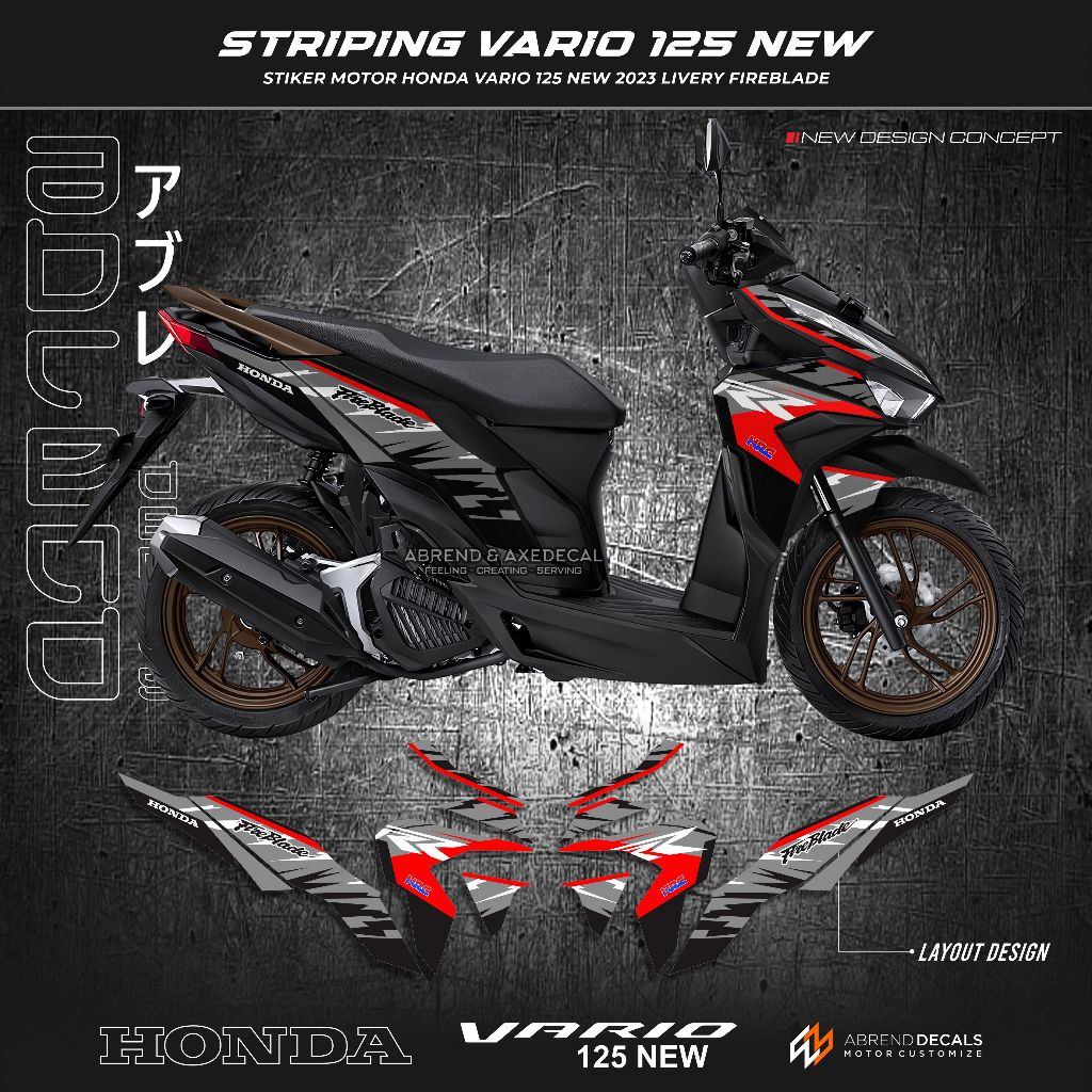 Jual STRIPING HONDA VARIO 125 NEW 2023 LIVERY FIREBLADE HRC TRI COLOR ...