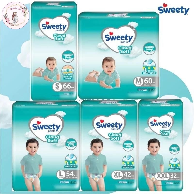 Jual Sweety Silver Pants Cloud Soft S66/M60/L54/XL42/XXL32 | Shopee ...
