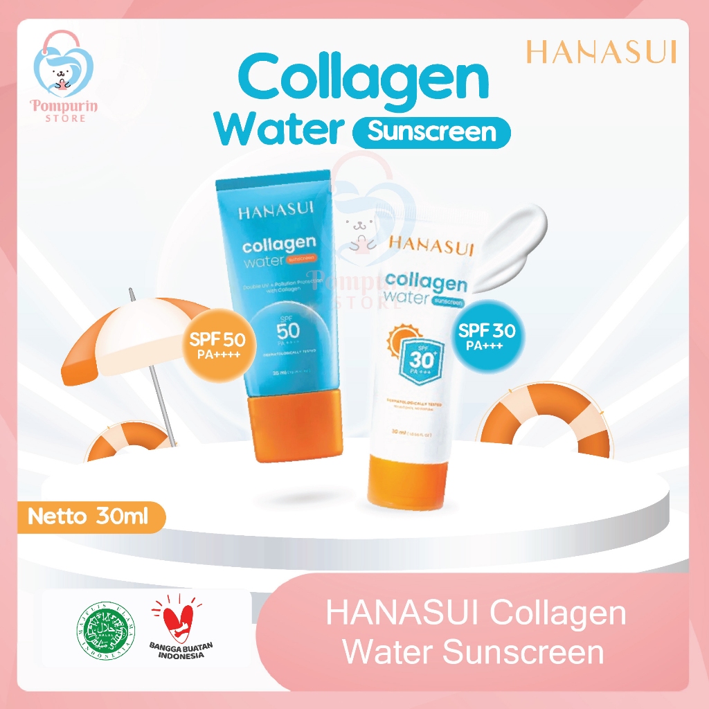 Jual HANASUI Collagen Water Sunscreen SPF50 PA+++ / SPF30 PA+++ 30ml ...