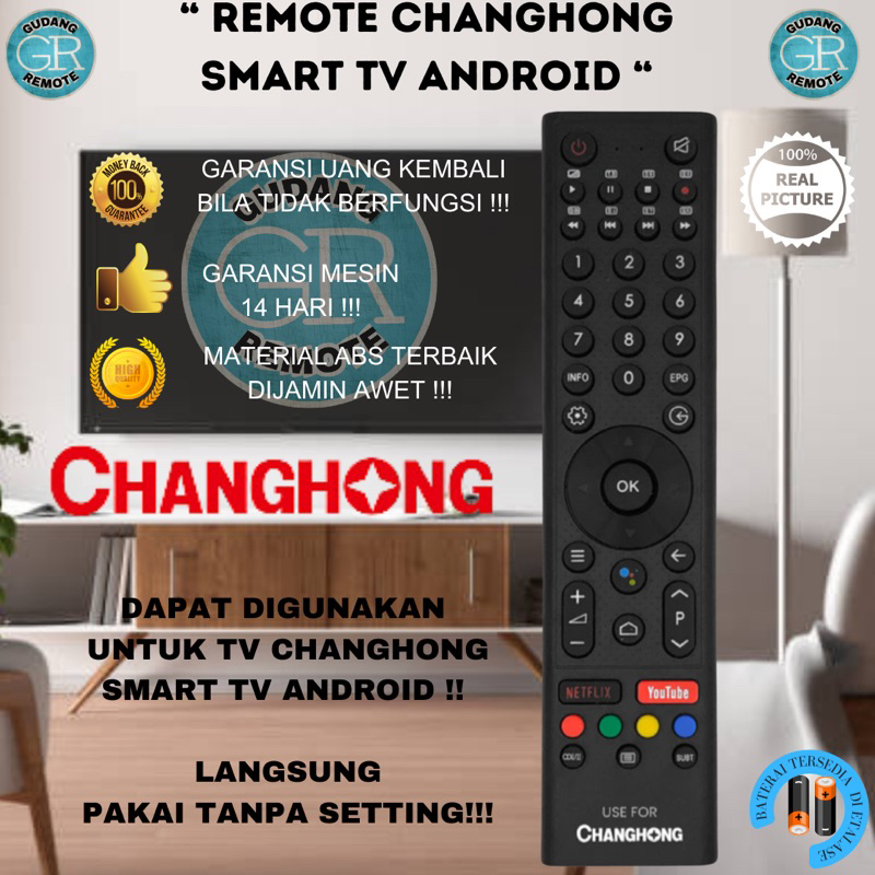 Jual Remot Remote TV Changhong LCD LED Android Smart TV L32H7 L40H7 L32H4 U50H7 U55H7 L32K2 ...
