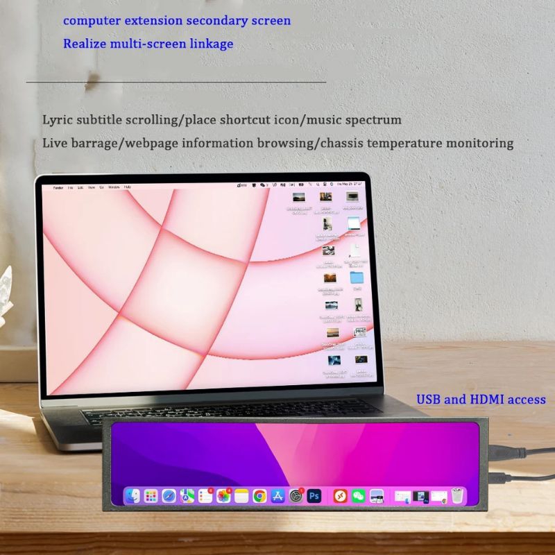 Jual 2024 new 11.3-inch IPS bar screen 440x1920 computer case secondary ...