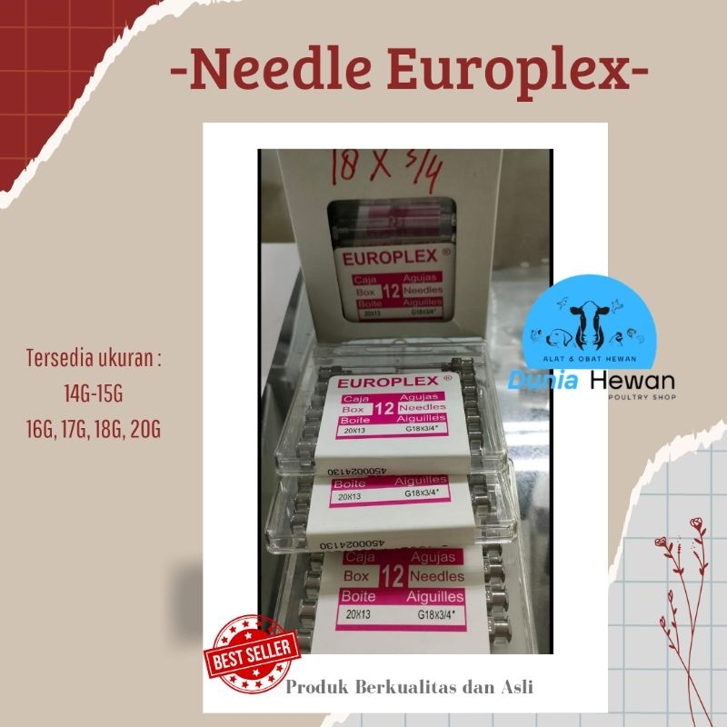 Jual Needle Europlex / Jarum Suntik untuk Ternak merk Europlex berbagai ...
