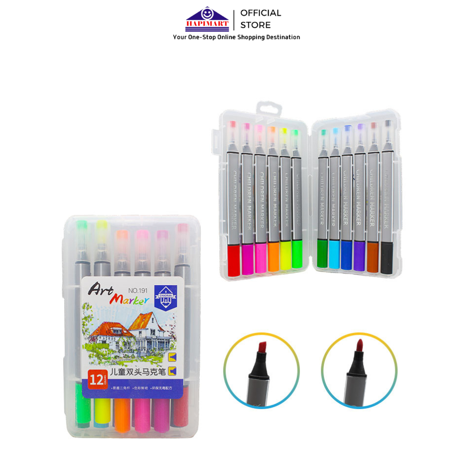 Jual Spidol Art Marker Dual Side Fine Art Marker 12 Color/12 Pcs Double ...