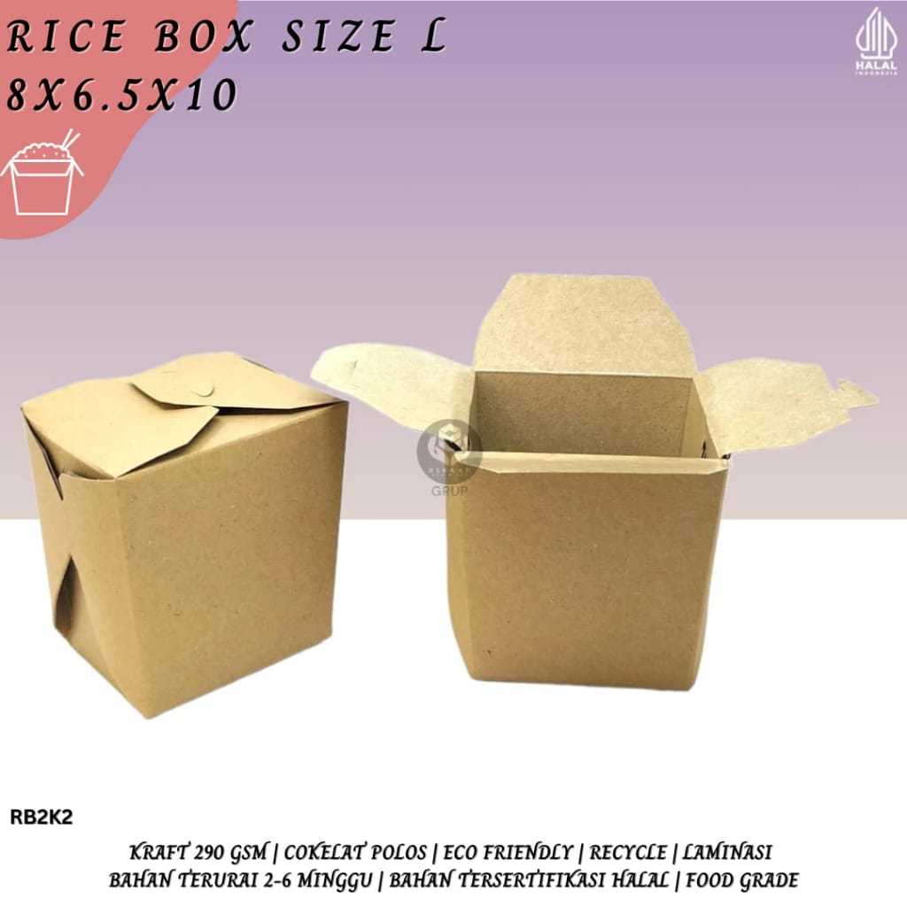 Jual Food Pail Large Rice Box Paper Large (8X6.5X10- RB2K2) | Shopee ...