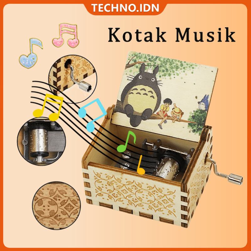 Jual Terbaru Kotak Musik Kayu Wooden Music Box Vintage Diputar Manual ...