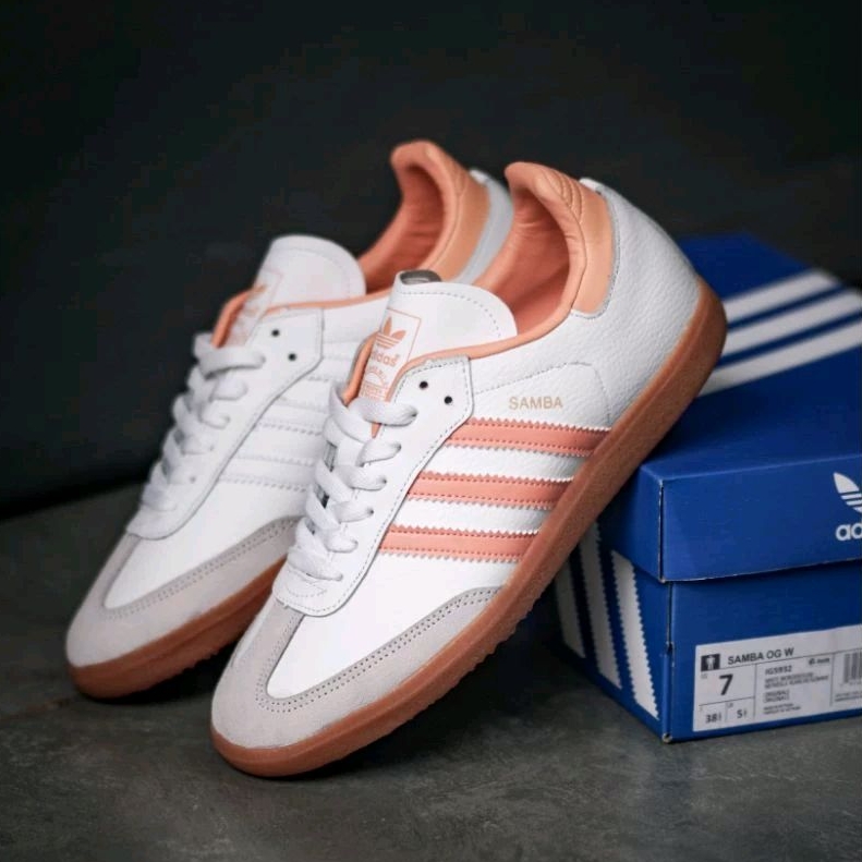 Jual Adidas Samba OG White Wonder Clay Gum Original Material / Original ...