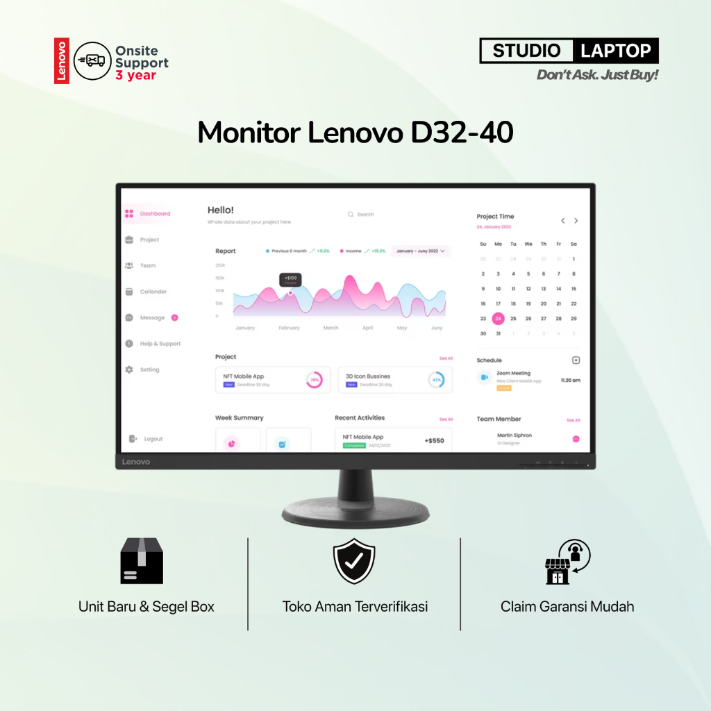 Jual MONITOR LENOVO D32 40 [ 32 Inch FHD VA - 60Hz 4ms - HDMI DP ] | Shopee Indonesia