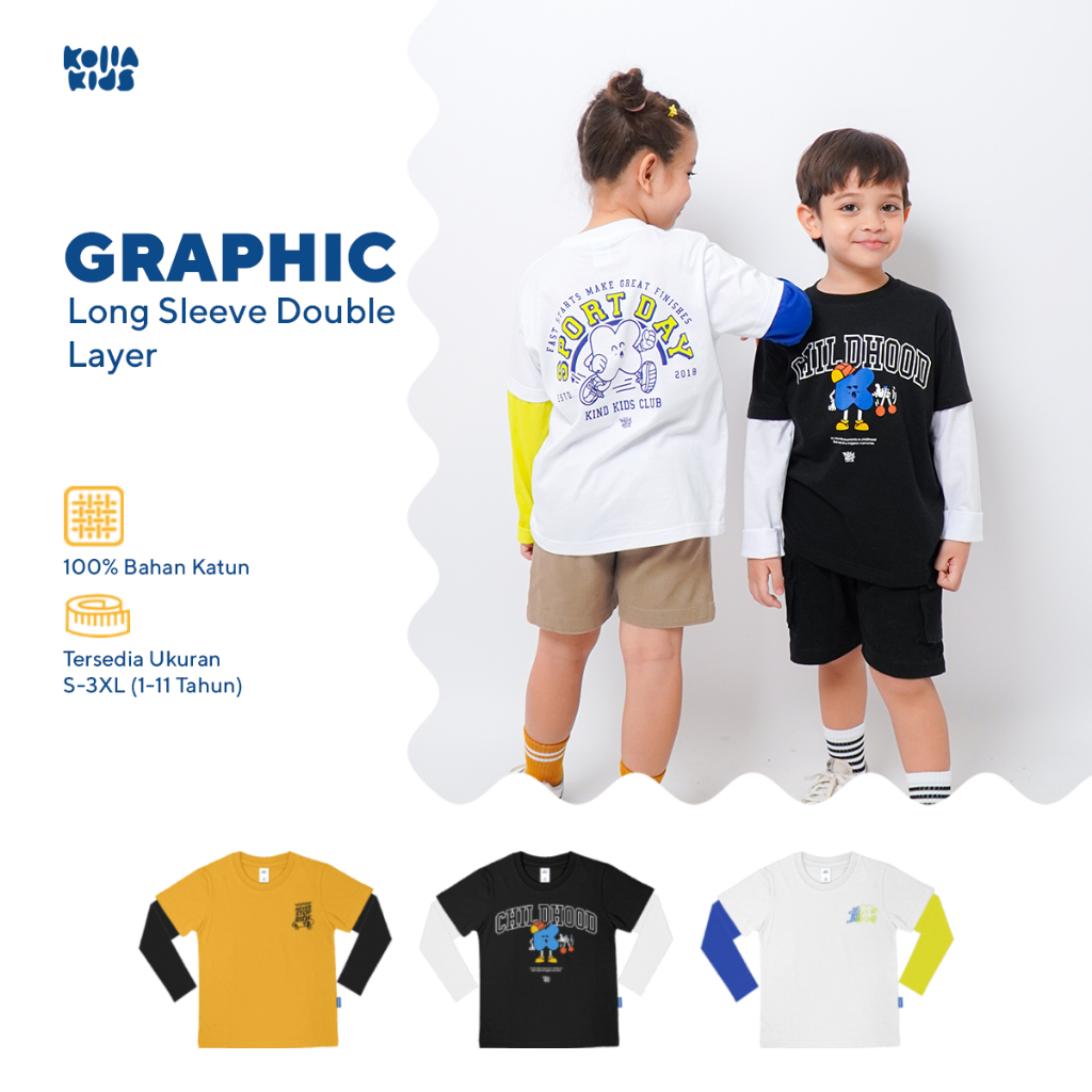 Jual Kolla Kids Kaos Anak Tangan Panjang Long Sleeve Double Layer 1-11 ...