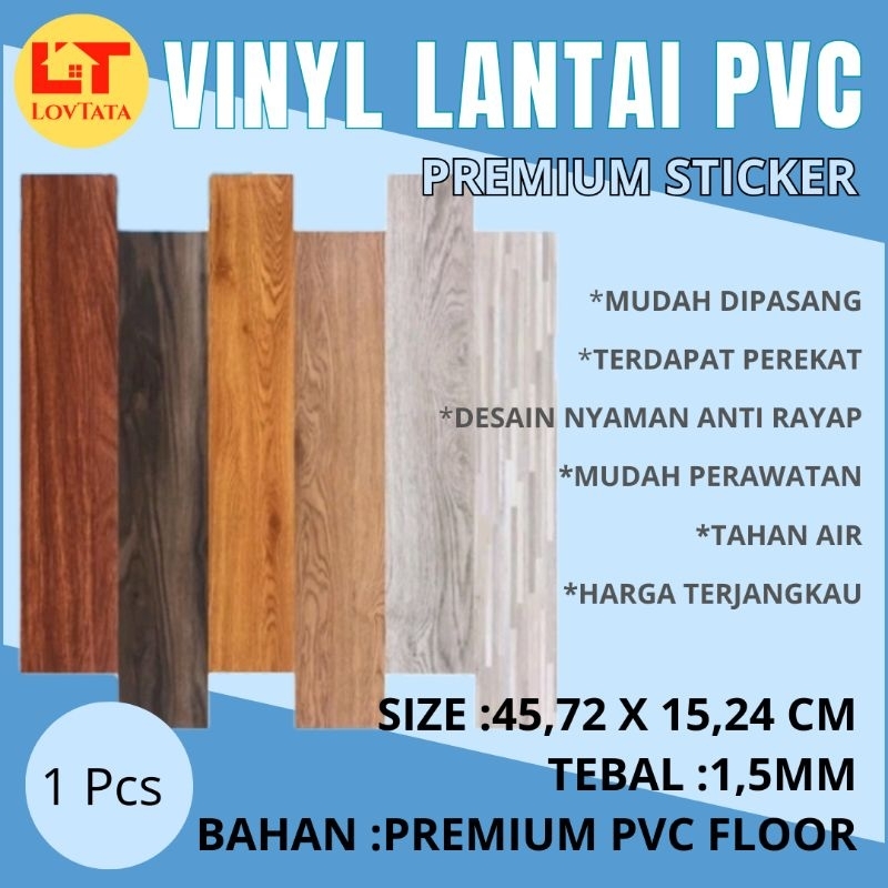 Jual LT-PARKET VINYL LANTAI STIKER KAYU BERSERAT [45,72 X 15,24 CM] PREMIUM TEBAL 1,5 MM VYNIL ...