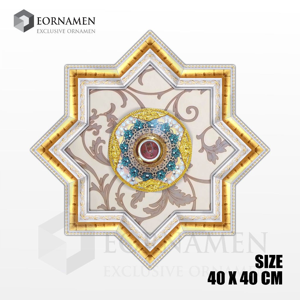Jual ornamen lampu plafon pvc / fitting lampu hias plafon 40 x 40 cm ...