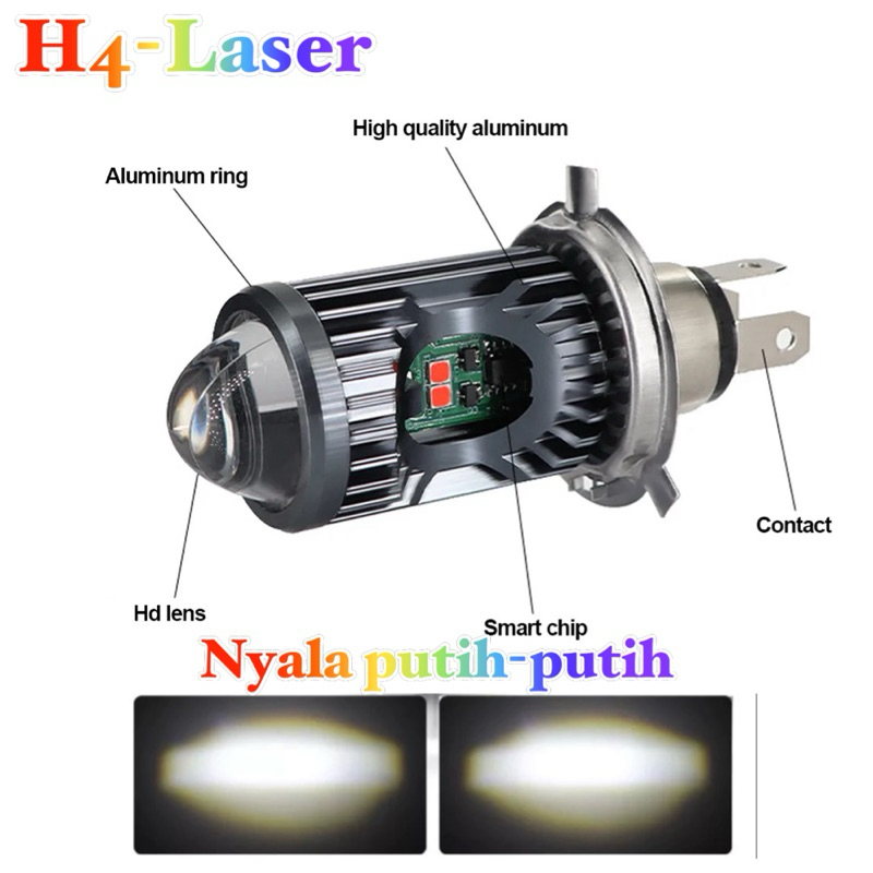 Jual Lampu Depan Led Laser Gun Soket H4 AC/DC 2 Warna 9-80V Universal Scoopy Vixion KLX Verza ...