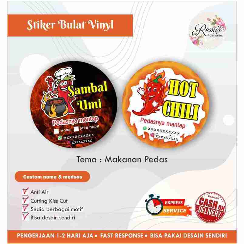 Jual [170 pcs] STIKER VINYL LABEL MAKANAN PEDAS / LABEL BOTOL / KEMASAN ...