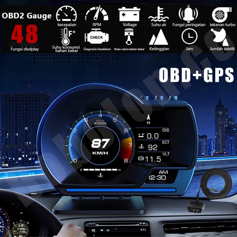 Jual P6 Smart Mobil Layar Display OBD+GPS HUD Sistem Ganda Gauge Kode ...