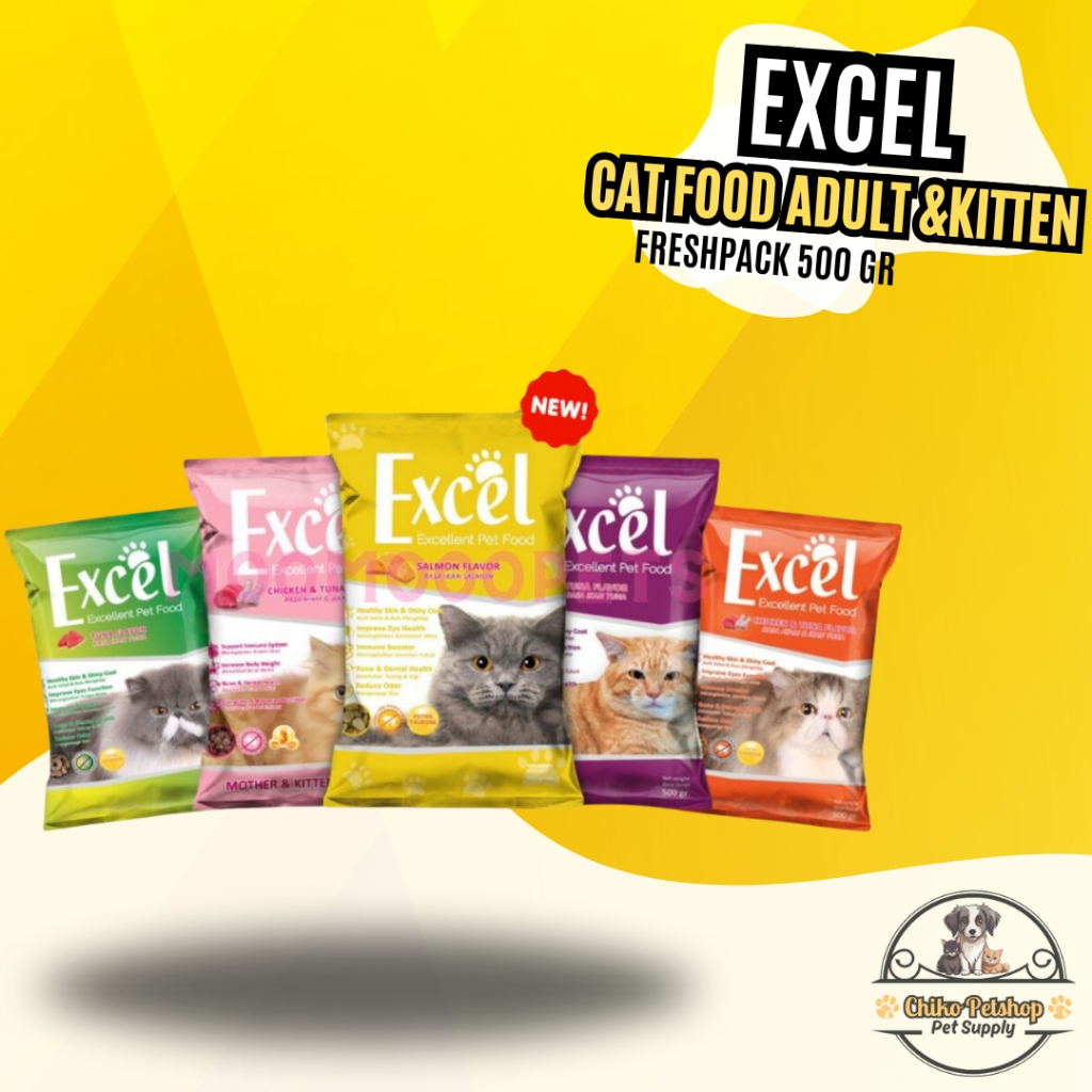 Jual EXCEL CAT FOOD Makanan Kucing Rasa Ikan Tuna & Ayam Tuna di 500 Gr ...