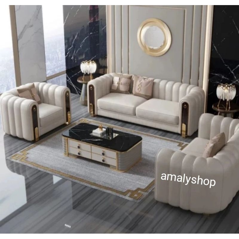 Jual Sofa Kulit 321 Modern Sofa Minimalis Kursi Ruang Tamu Jati Premium ...