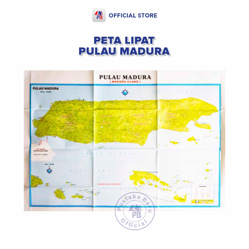 Jual Peta Pulau Madura/ Peta Lipat Lembaran Pulau Madura / Mas Surya ...