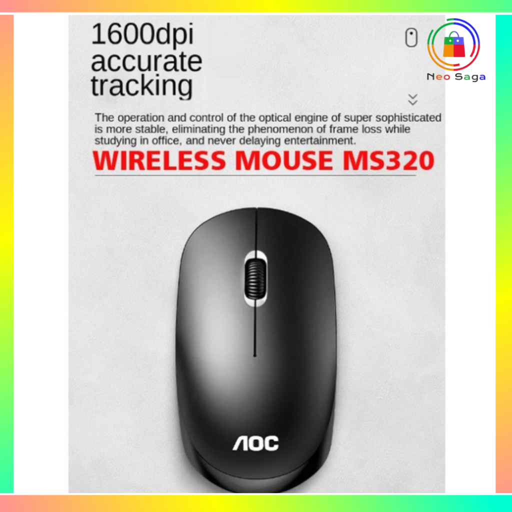 Jual MS320 Mouse Wireless AOC MS320 Wireless Mouse 2.4GHz USB Receiver | Shopee Indonesia