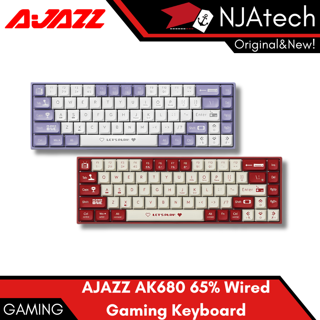 Jual Ajazz AK680 65% Dual Tone Wired Mechanical Gaming Keyboard ...