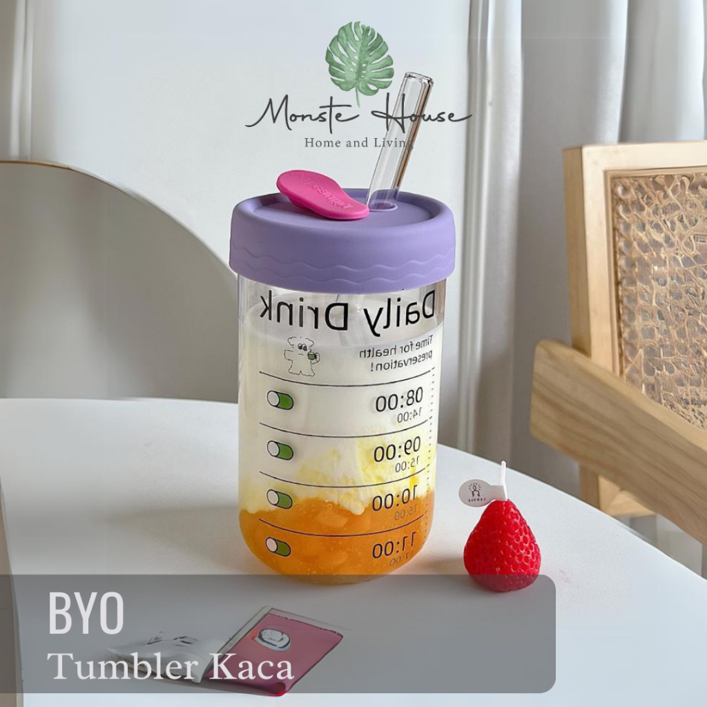 Jual |MONSTE| BYO Tumblr Kaca Infused Water Minimalis Tumbler Kaca Air ...
