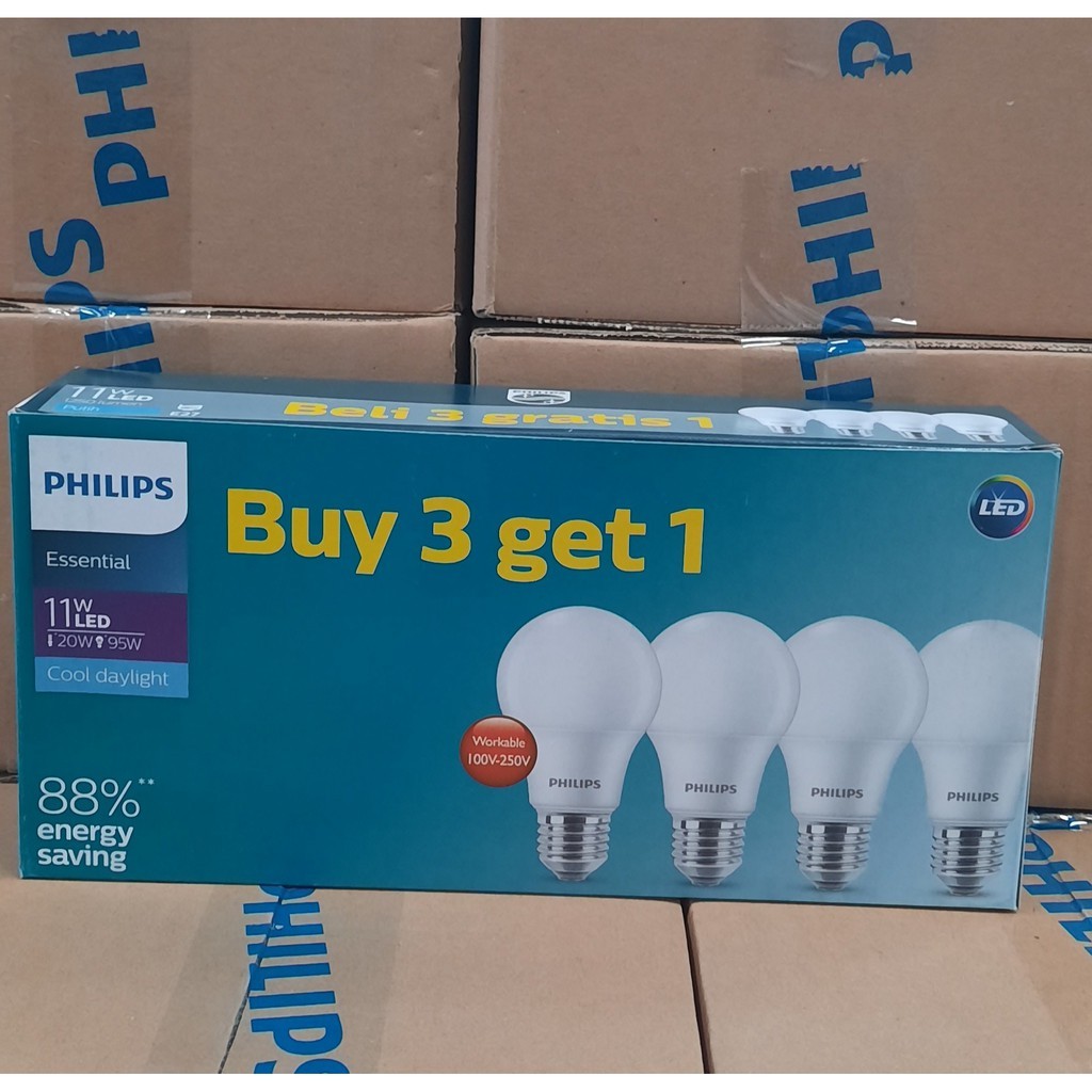 Jual PHILIPS MULTIPACK 11WATT Buy 3 get 1 | Shopee Indonesia