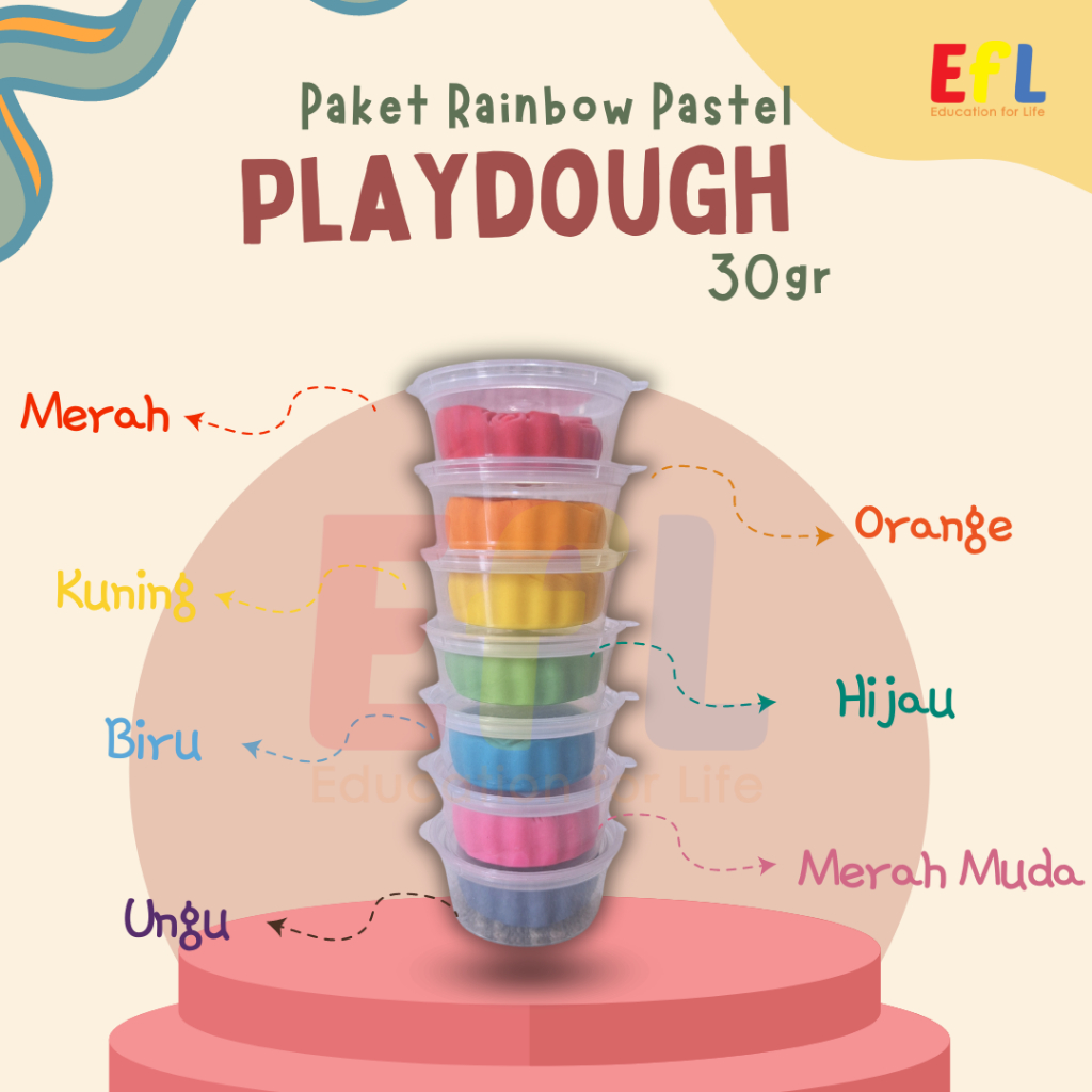 Jual EFL MONTESSORI HOMEMADE PLAYDOUGH RAINBOW PASTEL / Playdoh Mainan ...