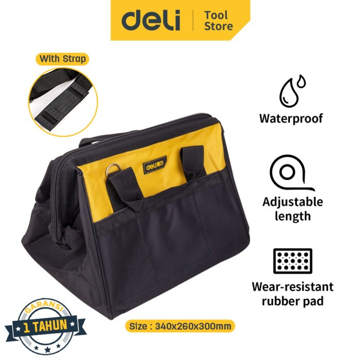 Jual Deli Tool Bags/Tas Perkakas 16 inch Bahan Kain Oxford Multifungsi ...