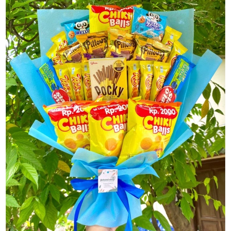 Jual BUKET BIG SNACK MINION SERBA KUNING DAN BIRU UNIK CANTIK HADIAH ...