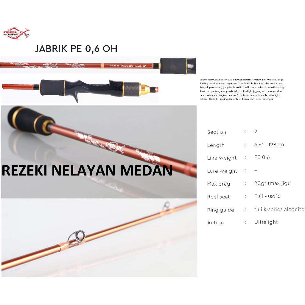 Jual Joran RELIX NUSANTARA Jabrik Ultralight Jigging Series PE 0.6 (OH ...