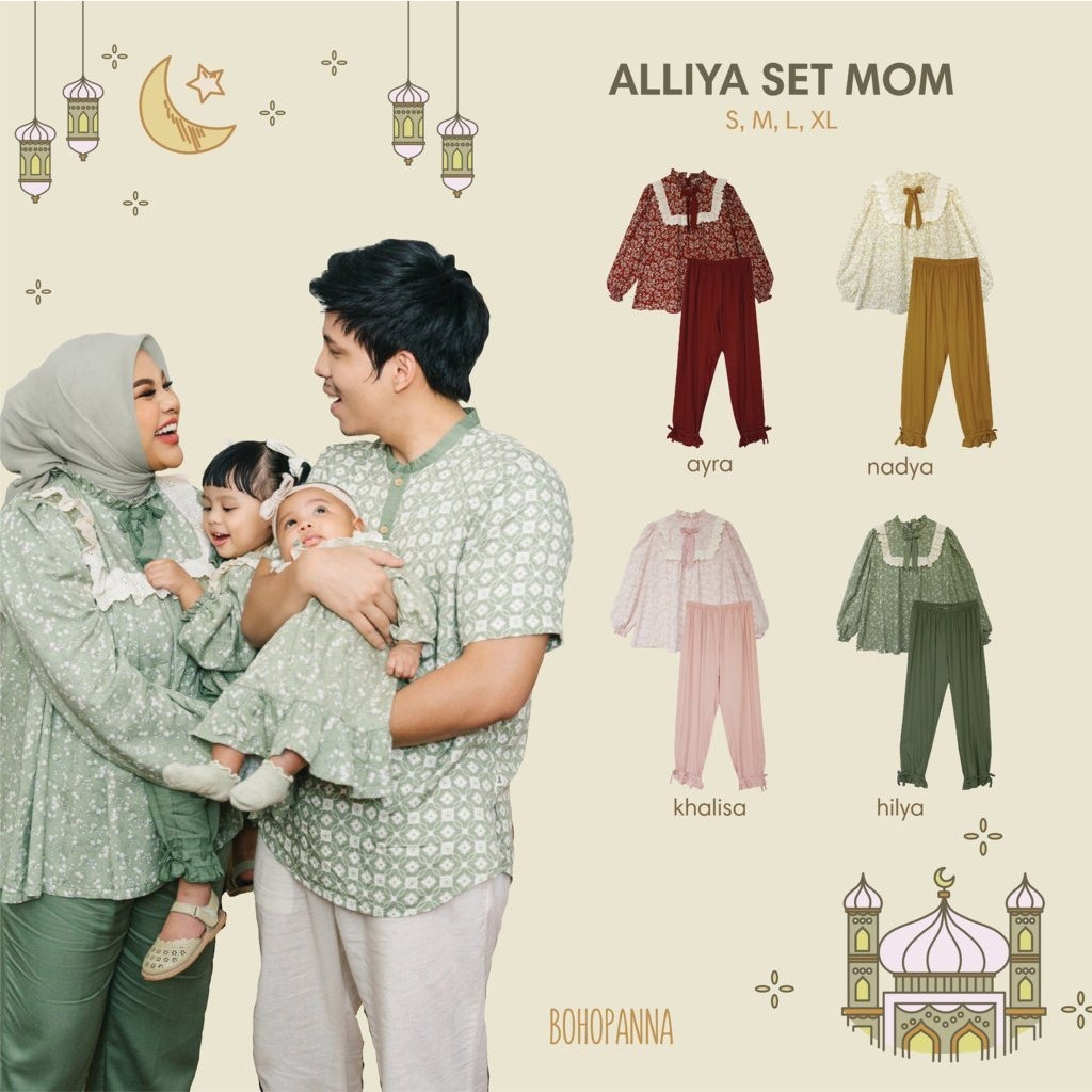 Jual Bohopanna ALLIYA SET MOM setelan baju muslim perempuan raya collection | Shopee Indonesia
