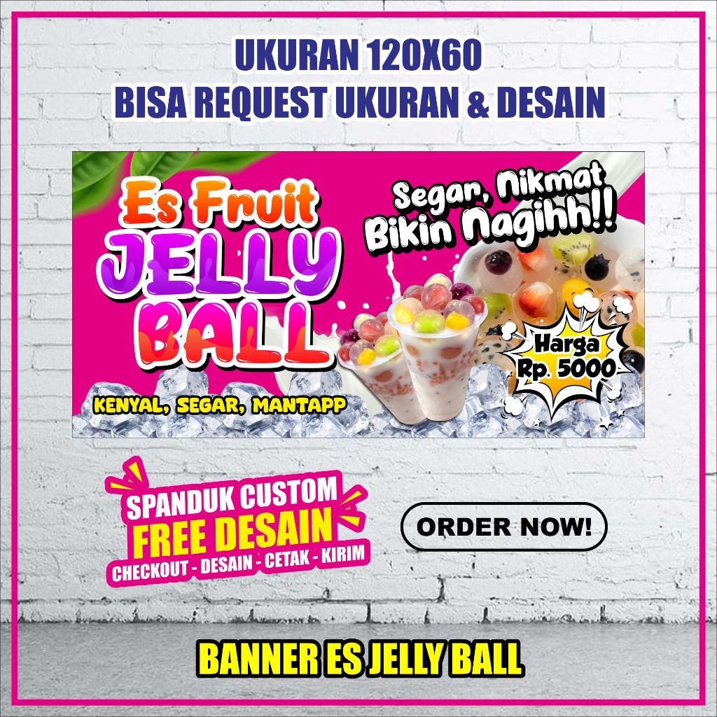 Jual Spanduk/Banner Jelly Ball Viral ( Bisa Custom ) Ukuran 120X60 ...