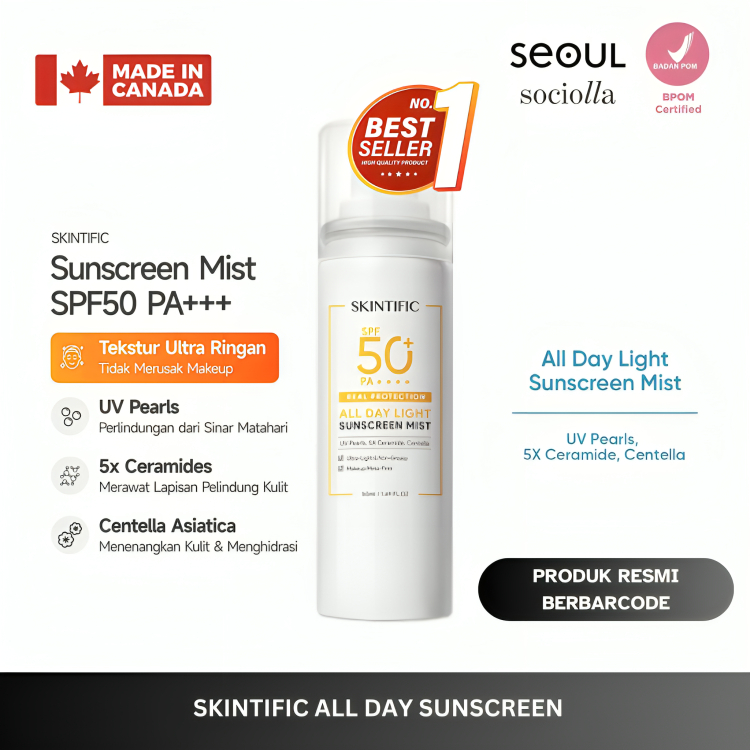 Jual SKINTIFIC All Day Light Sunscreen Mist SPF50 PA++++ - Sunscreen Spray Anti UV Wajah/Body ...