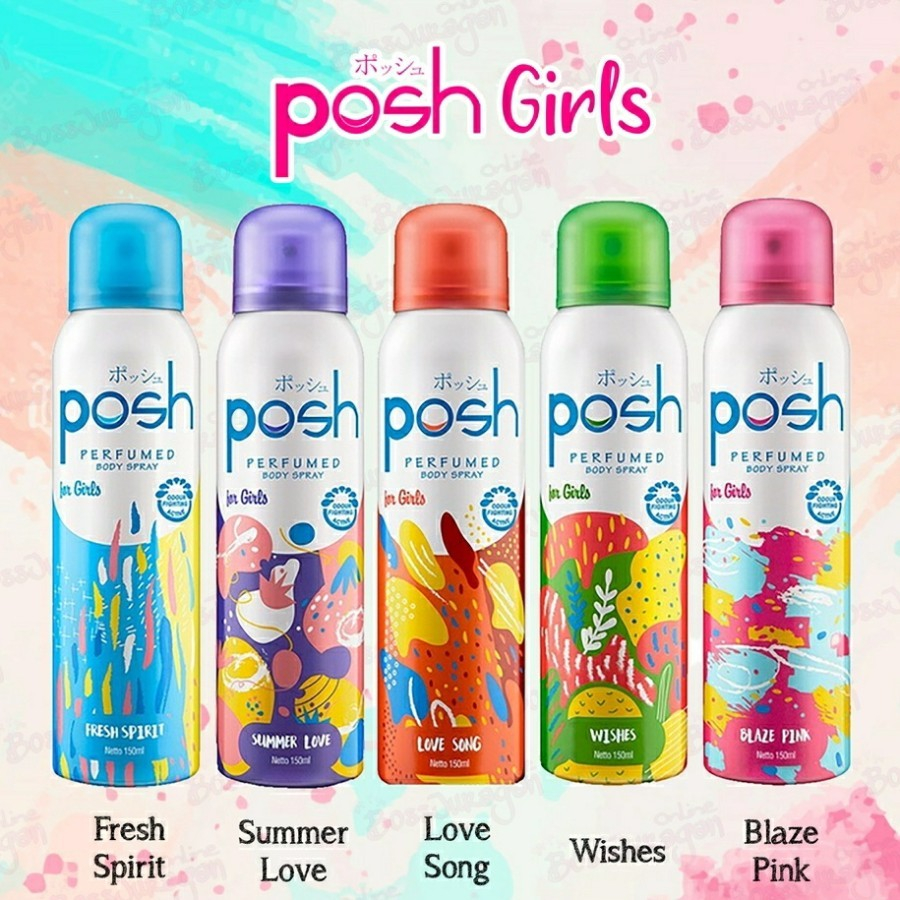 Jual POSH PARFUM BODY SPRAY GIRL LADY CEWEK 150ml BLAZE PINK FRESH ...