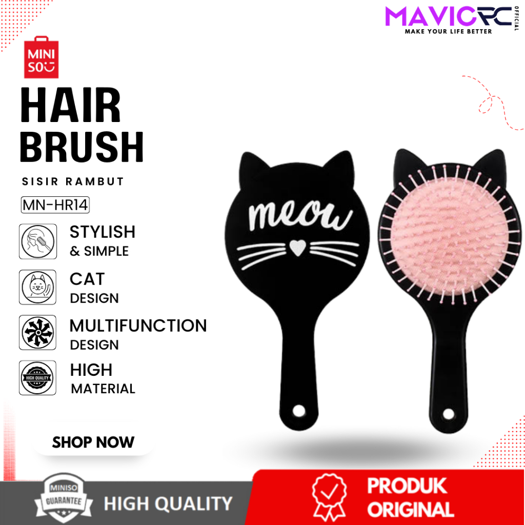 Jual MINISO Hair Brush Cushion Hair Comb Cute Cat Hair Massager Brush ...