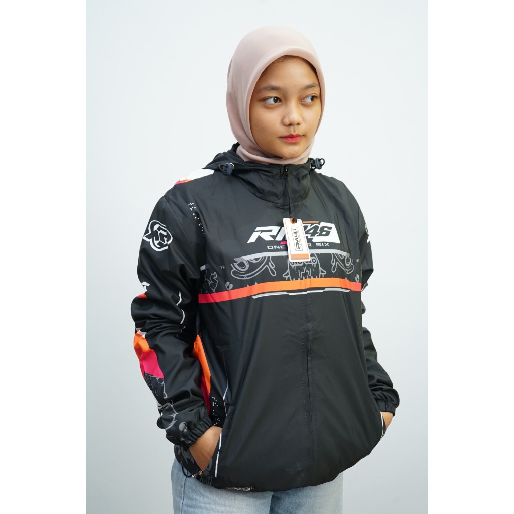 Jual RM146 - Jaket Pria Parasut Jaket Racing Full Print Black Orange Anti Air Original | Shopee ...