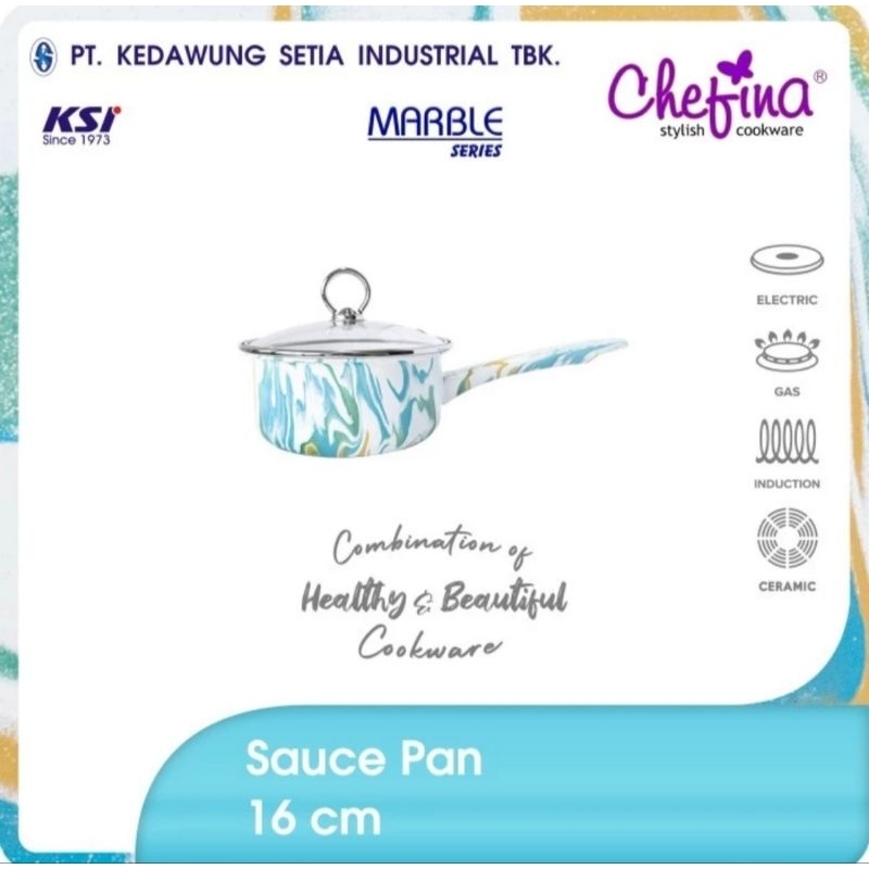 Jual CHEFINA Marble Series Panci Susu saucepan Enamel 16 cm 1.1 Liter ...