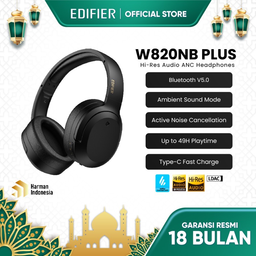Jual EDIFIER W820NB 820NB Plus Wireless Bluetooth 5.2 Hi-Res Headphone ANC KADO AGP | Shopee ...