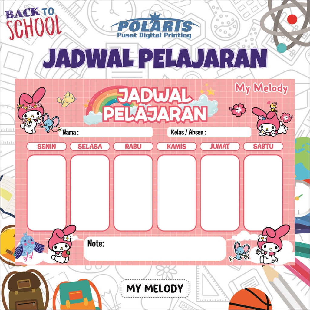 Jual Wipe & Clean Premium Poster Jadwal Pelajaran Kelas Desain Menarik ...
