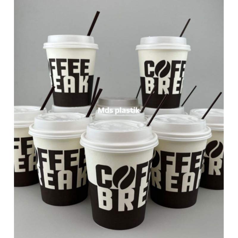 Jual PAPER CUP 8 OZ + TUTUP + STIRER ISI 12 SET / GELAS KERTAS KOPI TEH | Shopee Indonesia